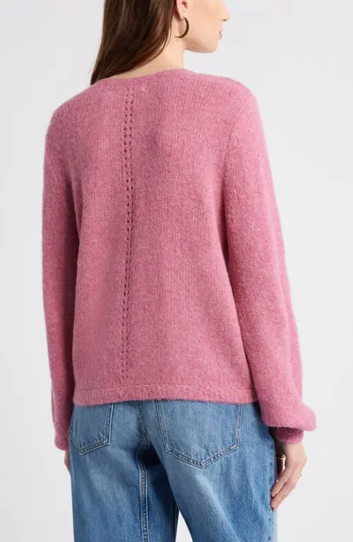 Treasure & Bond Oversized Pointelle V-neck Sweater - Pink Haze
