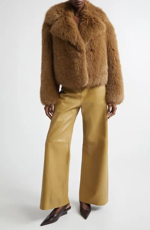 STAND STUDIO Samara Faux Fur Jacket - Sand