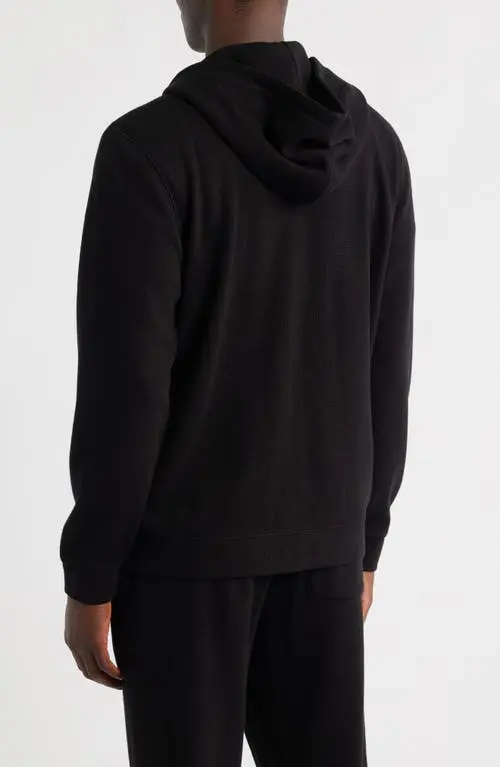 Zella Waffle Knit Zip-up Hoodie - Black Caviar