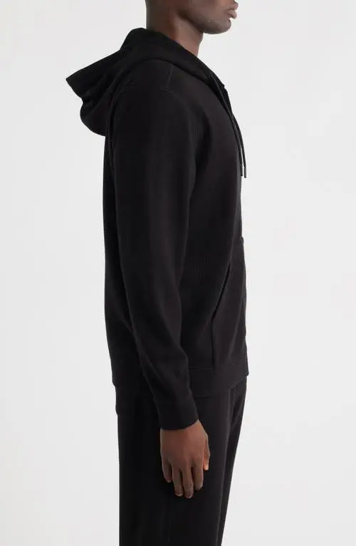 Zella Waffle Knit Zip-up Hoodie - Black Caviar
