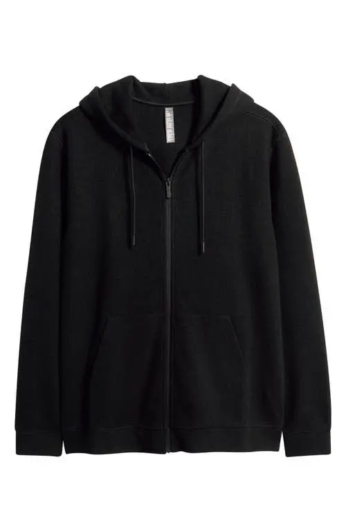 Zella Waffle Knit Zip-up Hoodie - Black Caviar