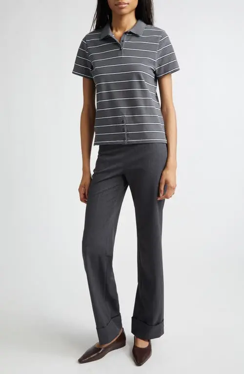 Paloma Wool Julieta Stripe Cotton Piqué Polo - Grey