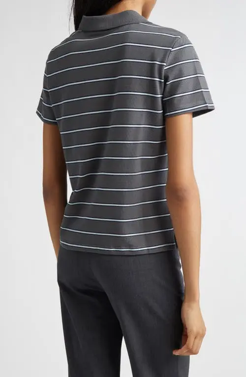 Paloma Wool Julieta Stripe Cotton Piqué Polo - Grey