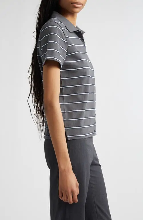 Paloma Wool Julieta Stripe Cotton Piqué Polo - Grey