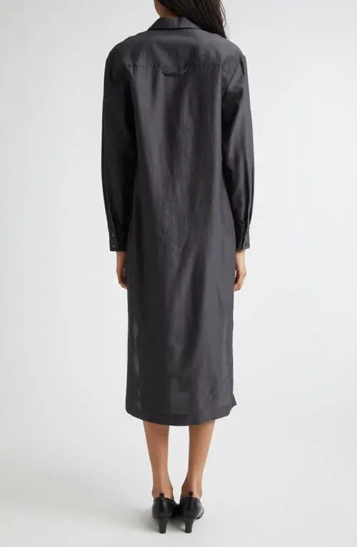Paloma Wool Espon Long Sleeve Wool & Silk Midi Shirtdress