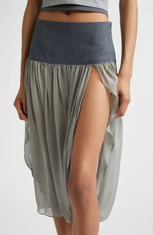 Paloma Wool Mila Sheer Silk & Suiting Skirt