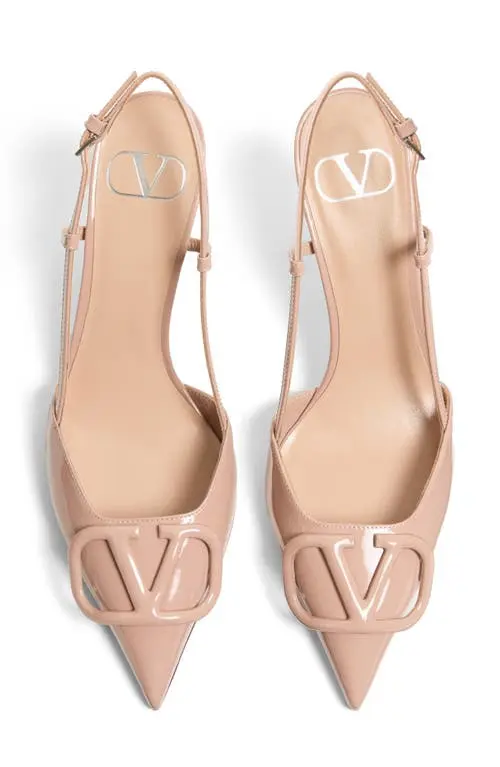Valentino Garavani Vlogo Pointed Toe Slingback Pumps - Dusty Rose