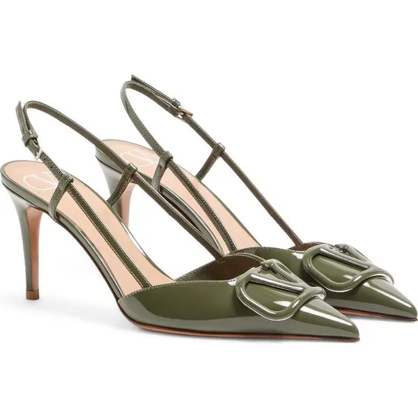 Valentino Garavani Vlogo Pointed Toe Slingback Pumps - Oasis
