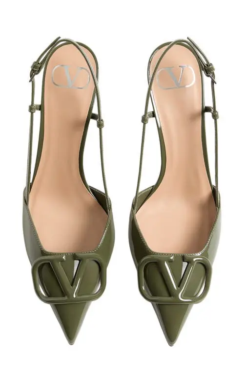 Valentino Garavani Vlogo Pointed Toe Slingback Pumps - Oasis