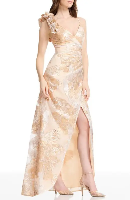 Dress The Population Metallic Jacquard Gown