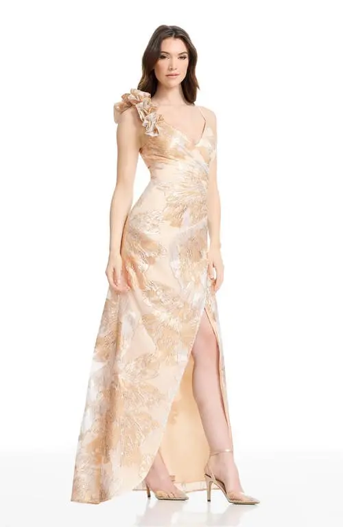 Dress The Population Metallic Jacquard Gown