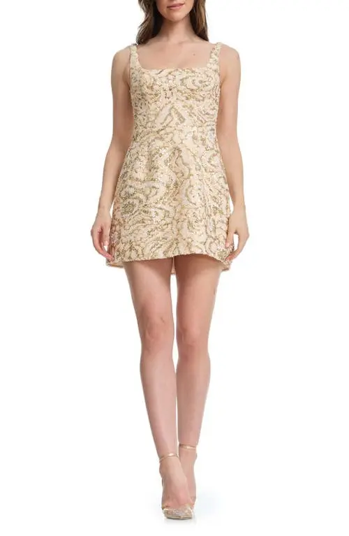 Dress The Population Devi Sequin Mini Dress - Cream Multi