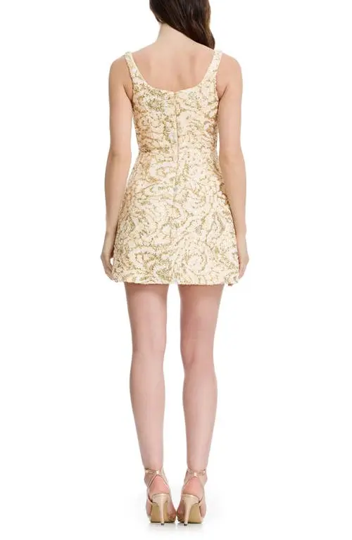 Dress The Population Devi Sequin Mini Dress - Cream Multi