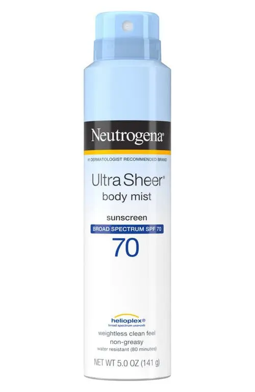 Neutrogena Ultra Sheer Body Mist Sunscreen Spray Broad Spectrum Spf 70, Lightweight, Non-greasy & Water Resistant - No Color