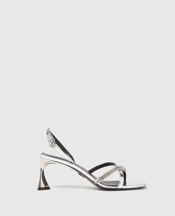 Stella McCartney Elsa Metallic Heeled Sandals - Silver