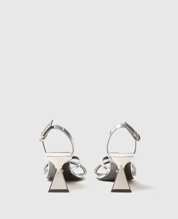 Stella McCartney Elsa Metallic Heeled Sandals - Silver