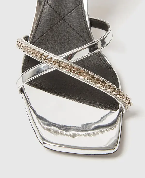 Stella McCartney Elsa Metallic Heeled Sandals - Silver