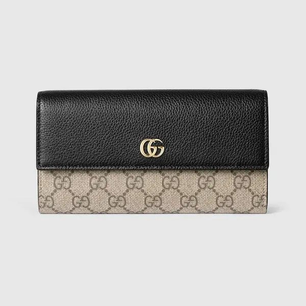 Gucci Bi-color Gg Marmont Continental Wallet Leather - Black