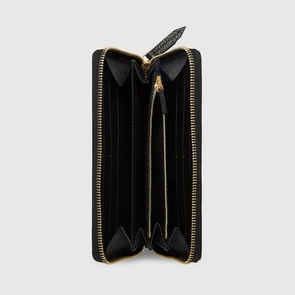 Gucci Bi-color Gg Marmont Zip Around Wallet Leather - Black