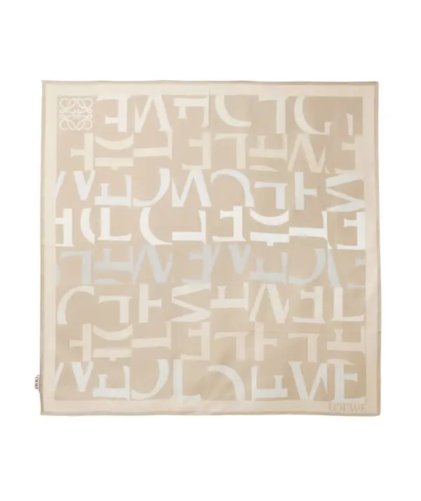 Loewe Printed Silk-twill Scarf - Ecru