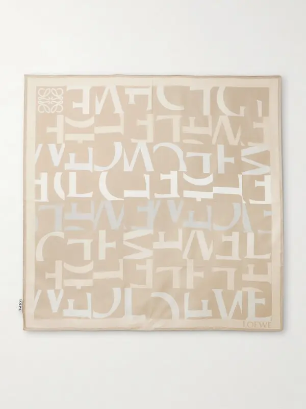 Loewe Printed Silk-twill Scarf - Neutrals