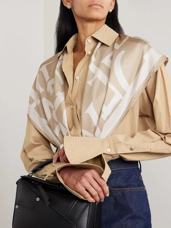 Loewe Printed Silk-twill Scarf - Neutrals