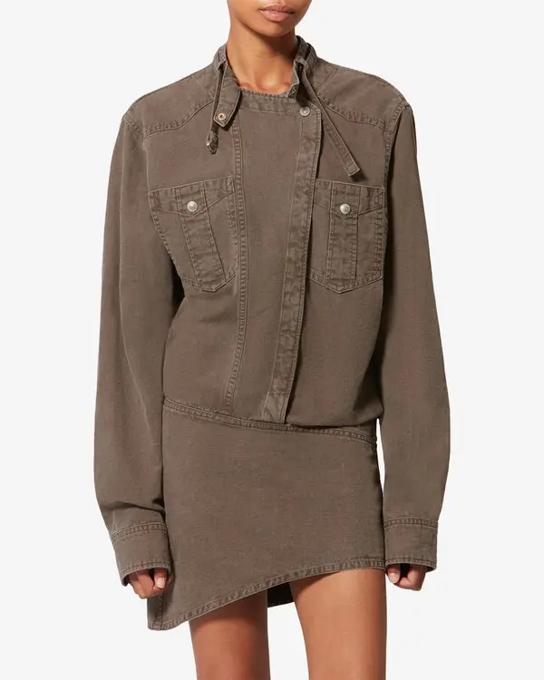 MARANT ETOILE Nouria Denim Shirt Dress - Dark Bronze