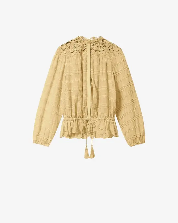 MARANT ETOILE Floral Lace Blouse - Light Ochre