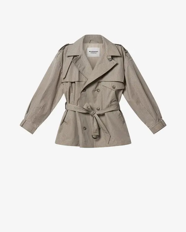 MARANT ETOILE Claya Striped Cotton Jacket - Beige/khaki