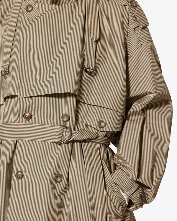 MARANT ETOILE Claya Striped Cotton Jacket - Beige/khaki