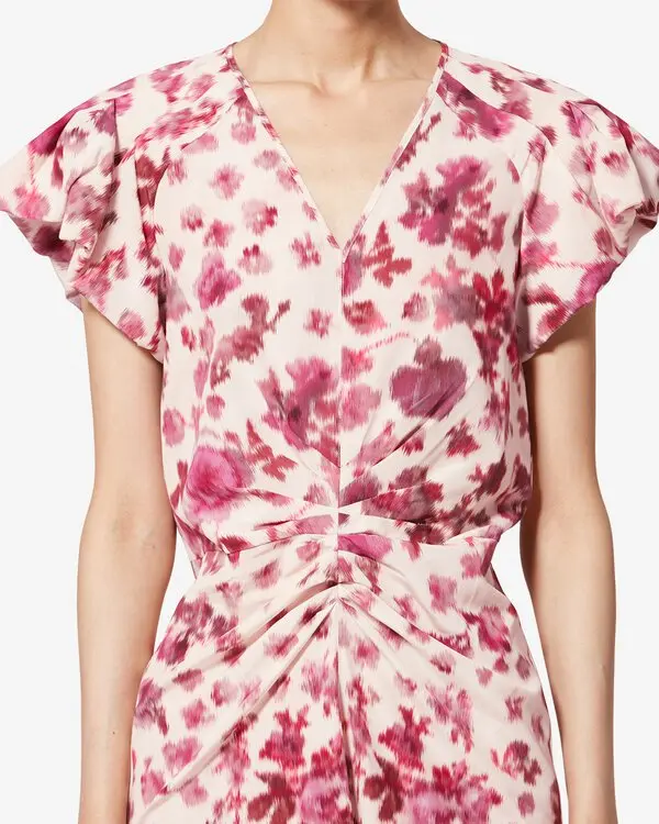 Isabel Marant Étoile Terenae Rose Print Midi Dress - Pink