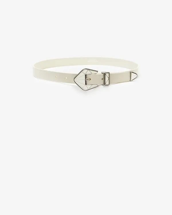 Isabel Marant Coraline Leather Belt - Chalk/silver