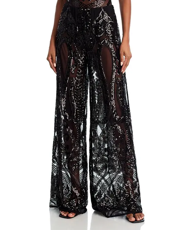 Norma Kamali Sequin Mesh Boyfriend Elephant Sweatpants