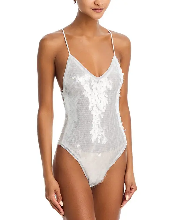 Norma Kamali Low Back Slip Mio One Piece Swimsuit - Clear/white
