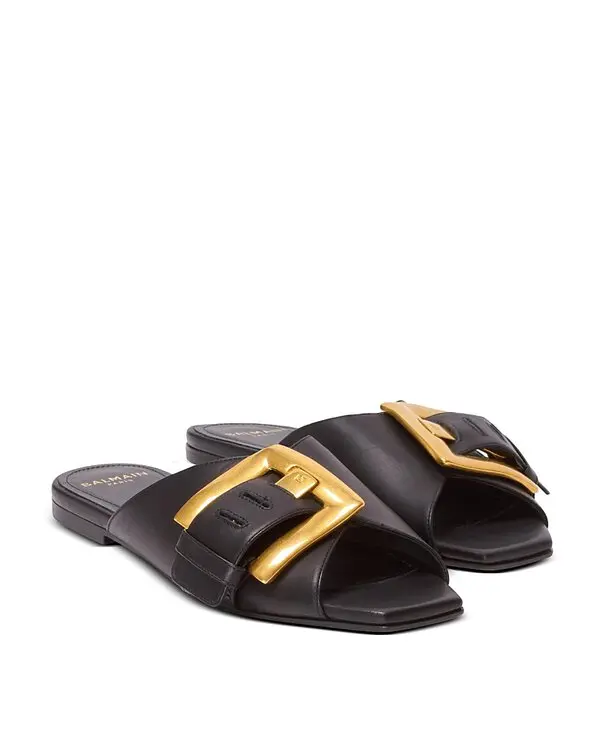 Balmain Anthem Flat Sandals - Black