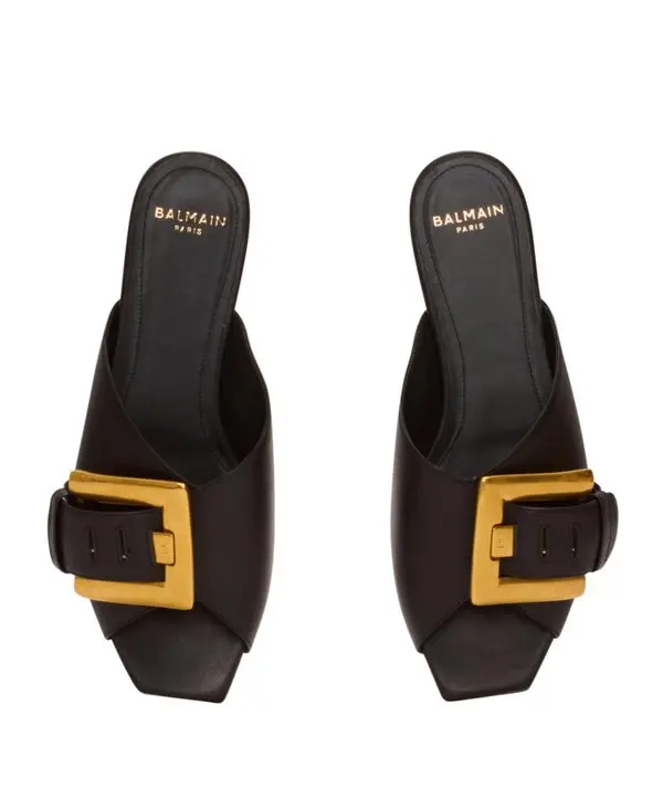 Balmain Anthem Flat Sandals - Black