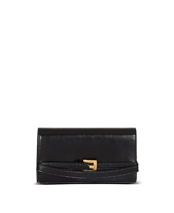 Balmain Shuffle Calfskin Wallet With Chain - Black