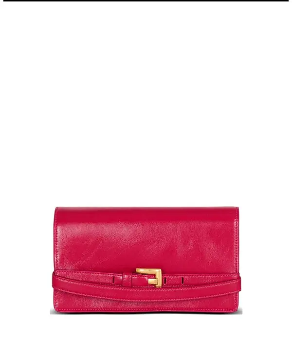 Balmain Shuffle Calfskin Wallet With Chain - Pink