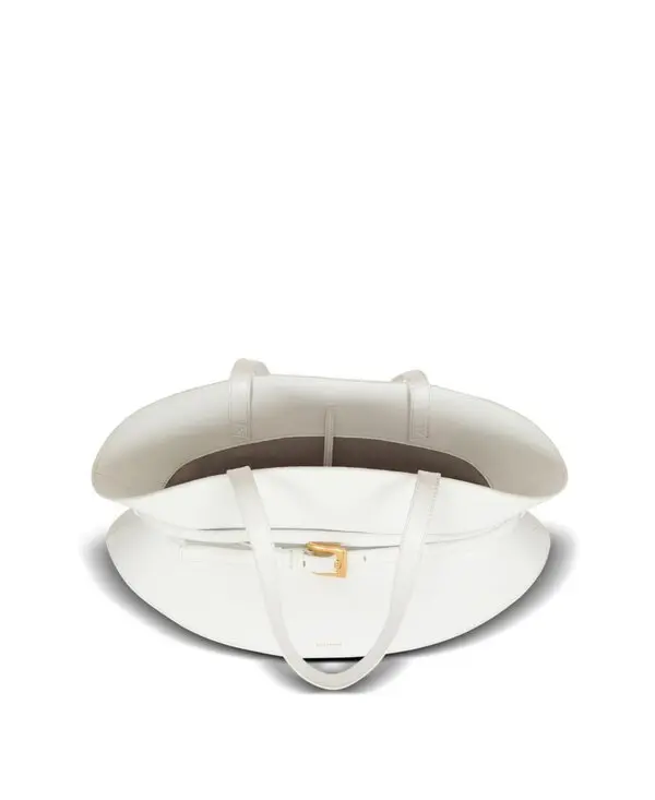 Balmain Medium Shuffle Bag In Calfskin Leather - White