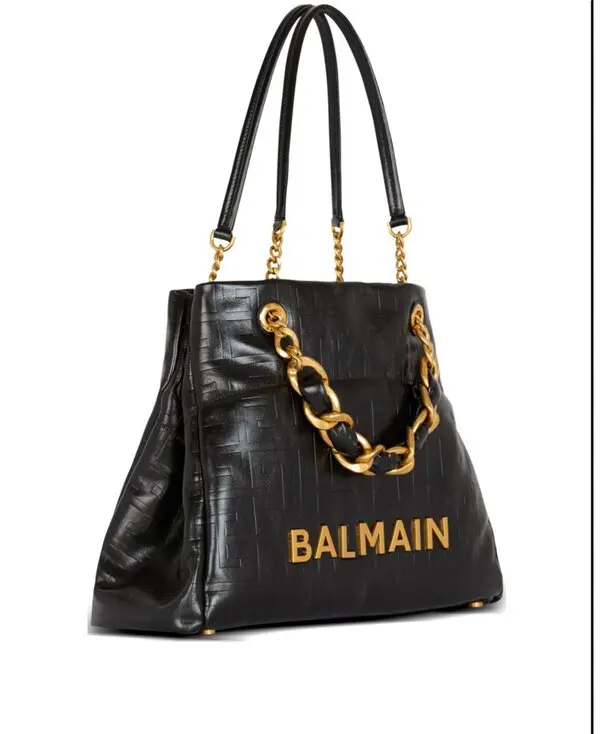 Balmain 1945 Soft Crackled Leather Tote Bag