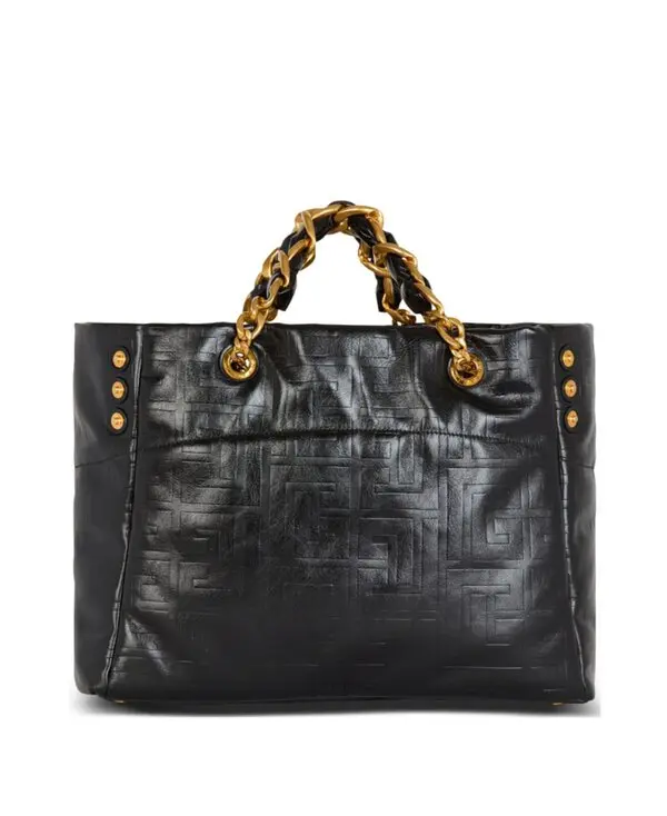 Balmain 1945 Soft Crackled Leather Tote Bag
