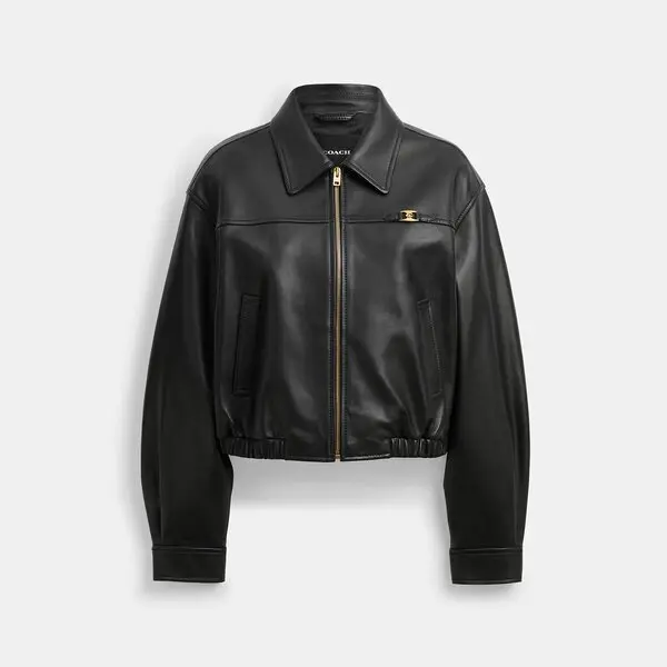 COACH Heritage C Cropped Blouson Leather Jacket