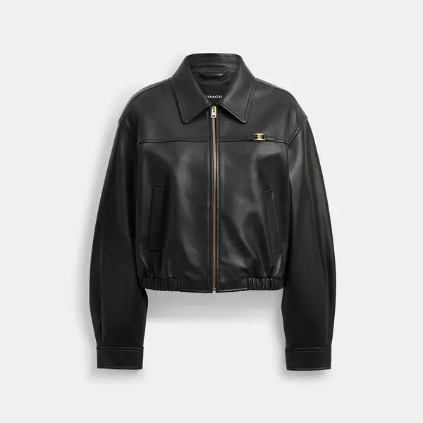 COACH Heritage C Cropped Leather Blouson Jacket