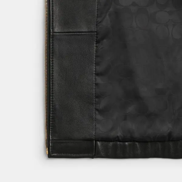 COACH Heritage C Cropped Leather Blouson Jacket
