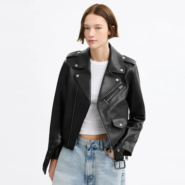 COACH Belted Leather Moto Jacket With Signature Lining