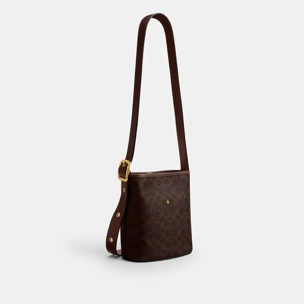 COACH Bleecker Bucket Bag 21 In Signature Canvas - Brass/maple