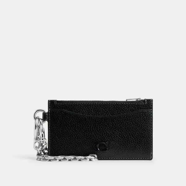 COACH Zip Card Case With Chain - Black