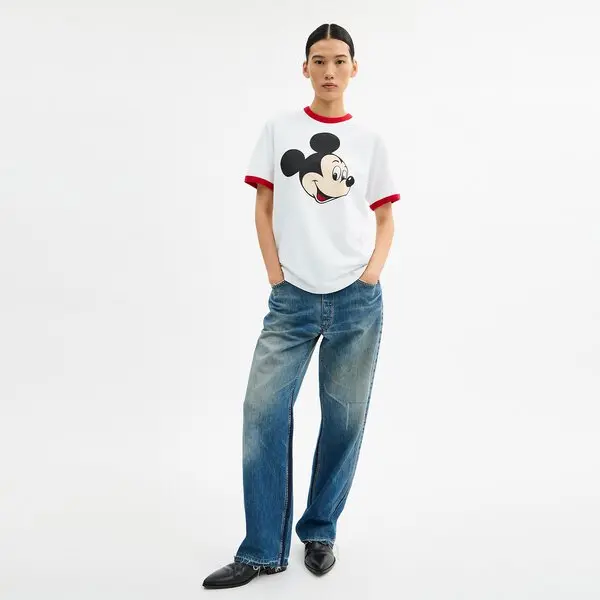 COACH Disney X Mickey Graphic Ringer T-shirt In Organic Cotton