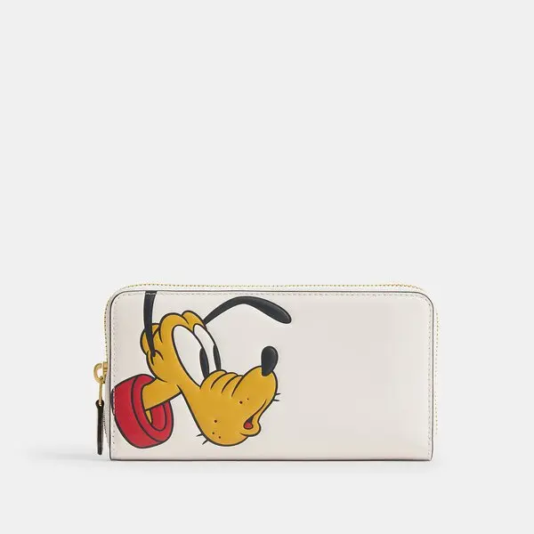 COACH Disney X Essential Accordion Zip Wallet With Pluto - Brass/chalk Multi
