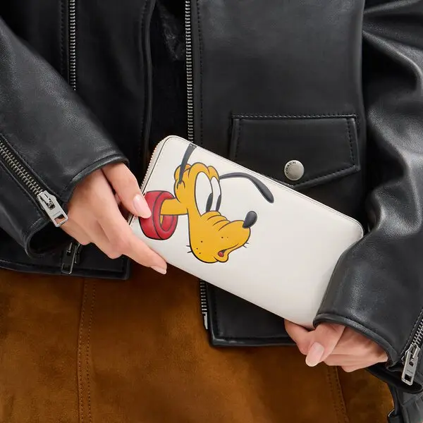 COACH Disney X Essential Accordion Zip Wallet With Pluto - Brass/chalk Multi